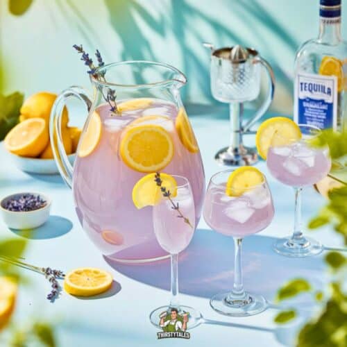 Lavender Lemon Tequila Punch Cocktail Recipe - Thirsty Tales