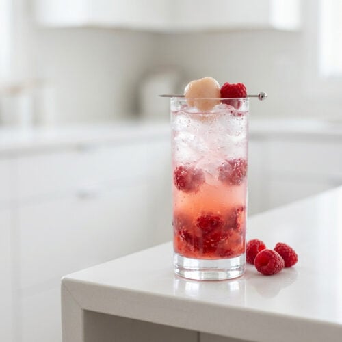 Lychee Raspberry Fizz Cocktail Recipe - Thirsty Tales