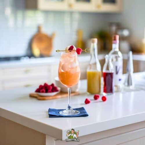 Lychee Raspberry Fizz Cocktail Recipe - Thirsty Tales