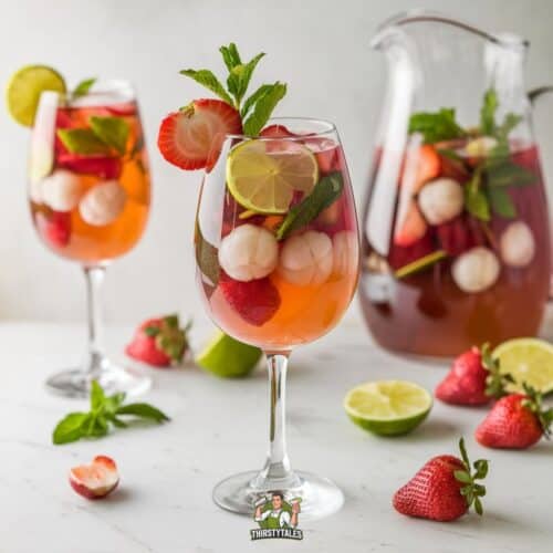 Lychee Rose Sangria Cocktail Recipe - Thirsty Tales