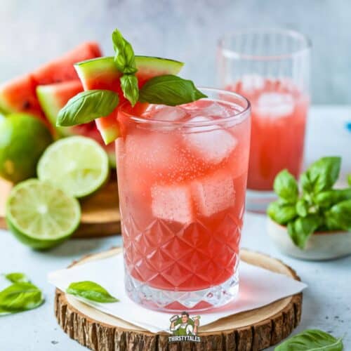 Watermelon Basil Delight Mocktail Recipe - Thirsty Tales