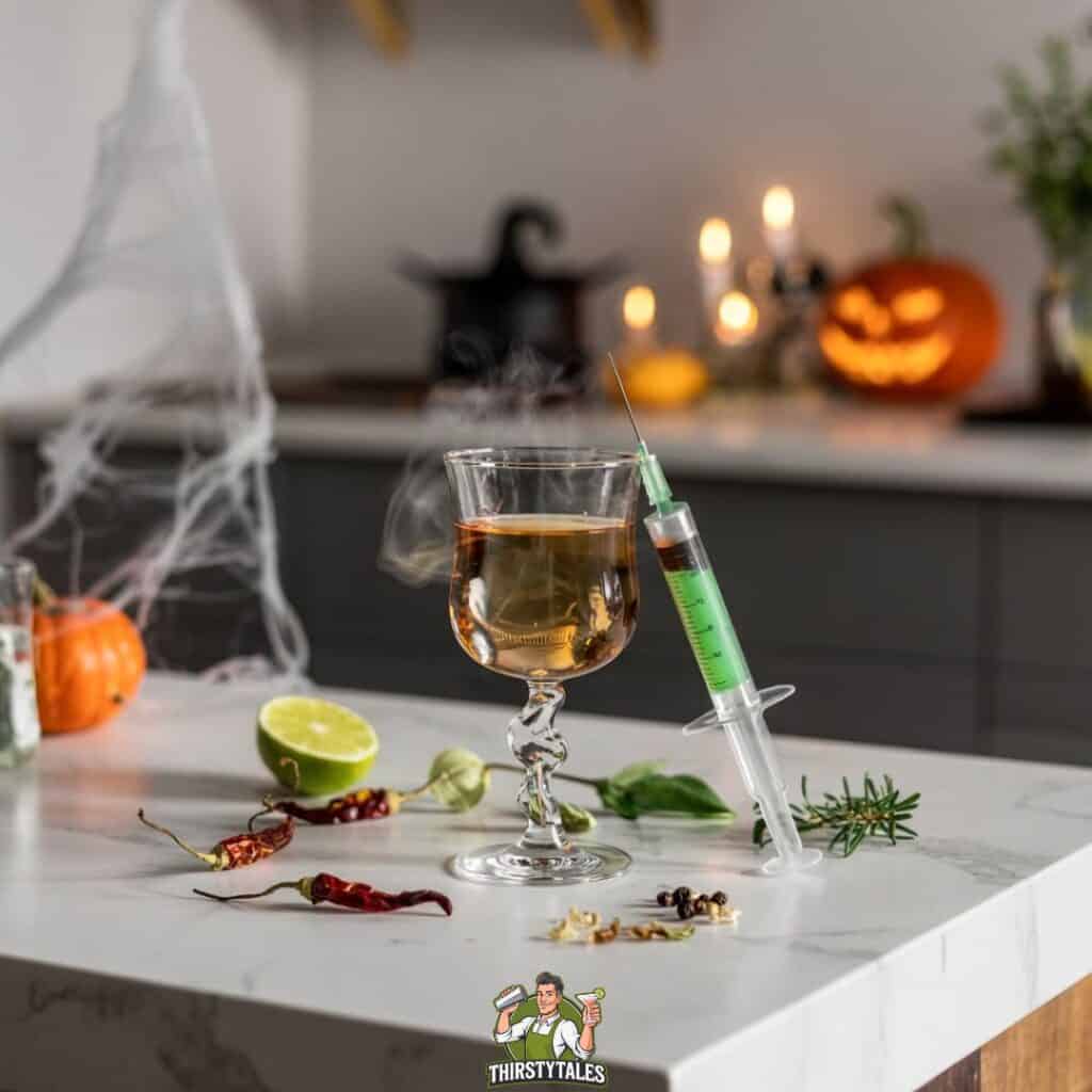 Mad Scientist Mezcal Syringe Cocktail Recipe - Thirsty Tales